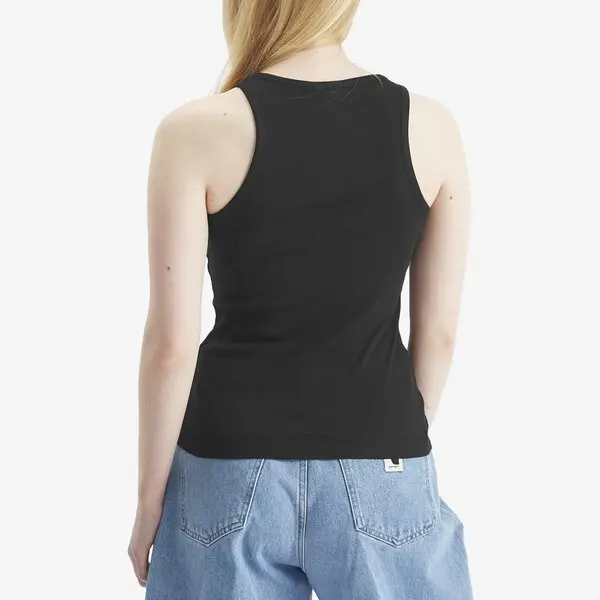 GANNI Soft Cotton Rib Tank Top - Black