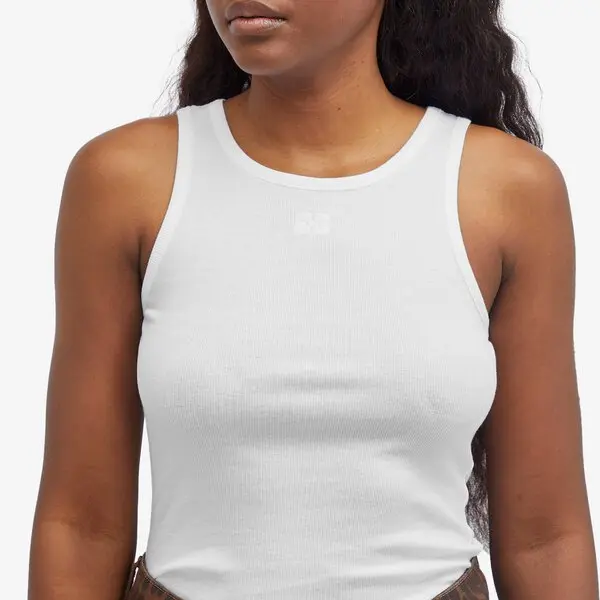 GANNI Soft Cotton Rib Tank Top - Bright White
