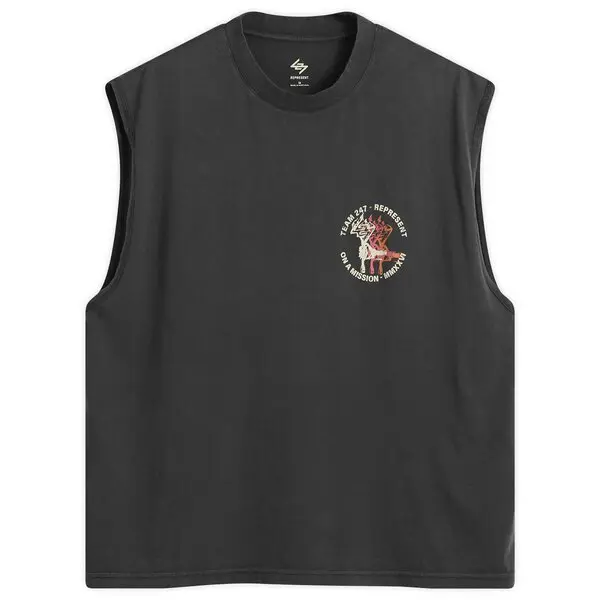 REPRESENT 247 Torch Crop Tank - Washed Black