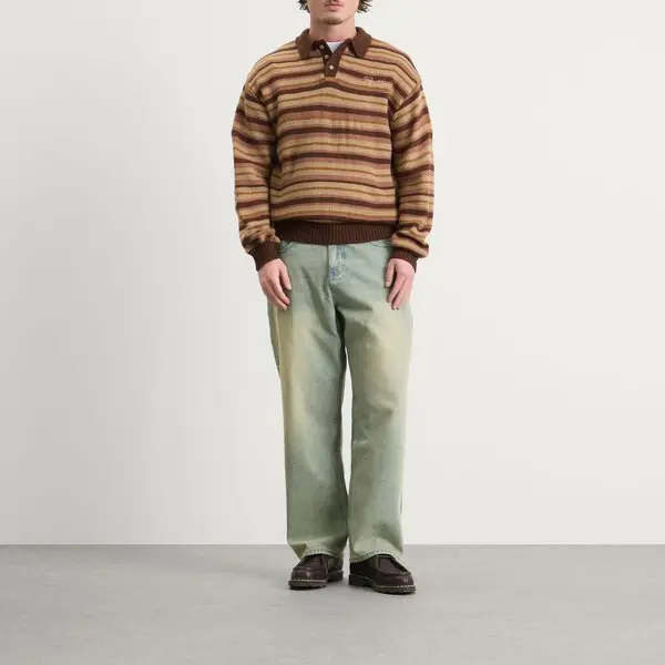 BUTTER GOODS Ombre Stripe Knit Polo Sweater