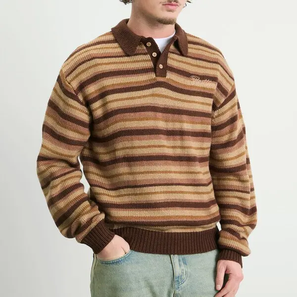 BUTTER GOODS Ombre Stripe Knit Polo Sweater