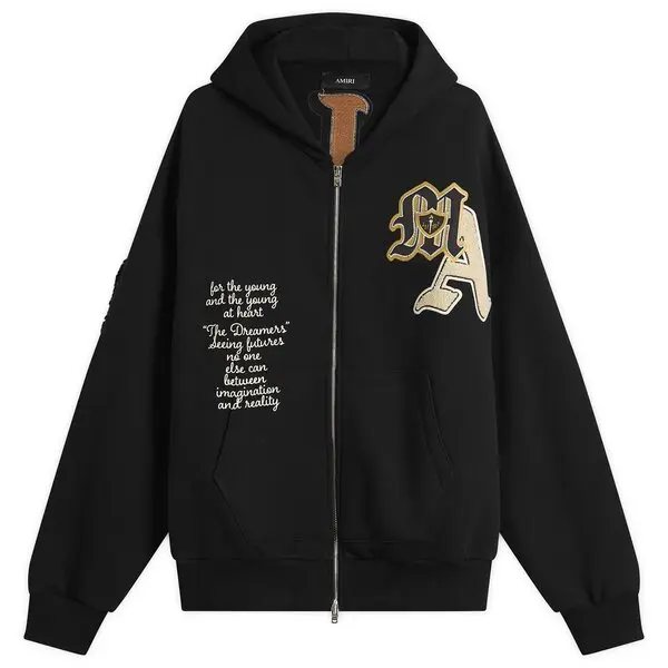 Amiri Varsity Patch Zip Hoodie - Black