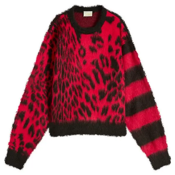 Aries Brushed Leopard Jumper - Red/brown
