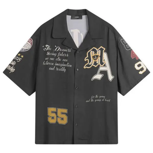 Amiri Varsity Patch Camp Shirt - Black