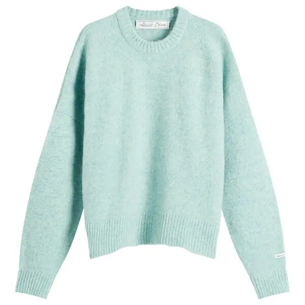 ABOUT:BLANK Mohair Knitted Logo Crewneck - Mint/ecru