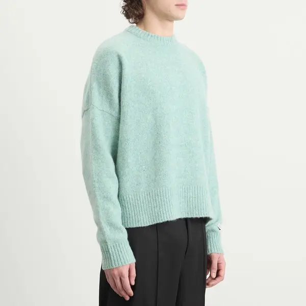 ABOUT:BLANK Mohair Knitted Logo Crewneck Sweater - Mint/ecru