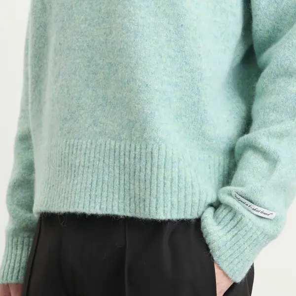 ABOUT:BLANK Mohair Knitted Logo Crewneck Sweater - Mint/ecru