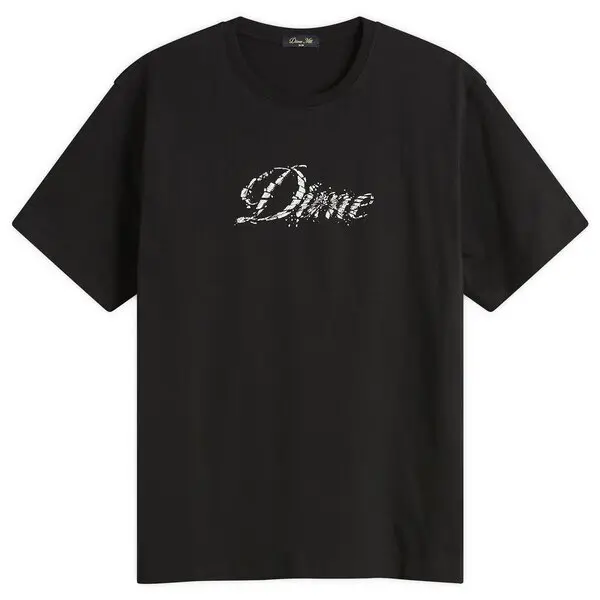 DIME Cursive Smashed T-shirt - Black