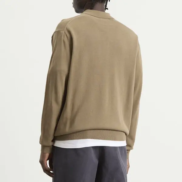 BEAMS 12g Knit Long Sleeve Polo - Mocha