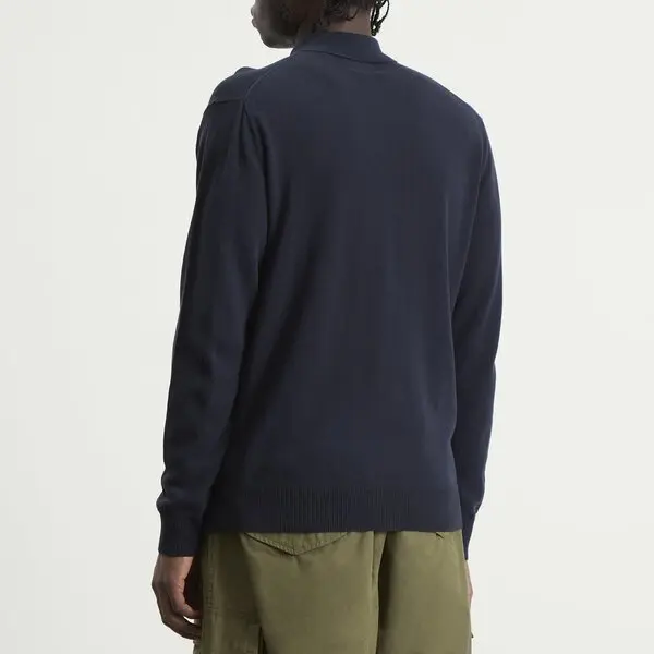 BEAMS 12g Knit Long Sleeve Polo - Navy