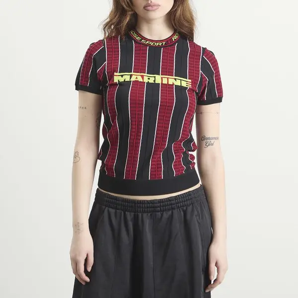 Martine Rose Logo Tight T-shirt - Red/black