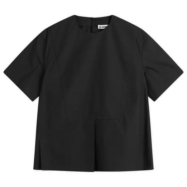 JIL SANDER Pleat Back Formal Top - Black