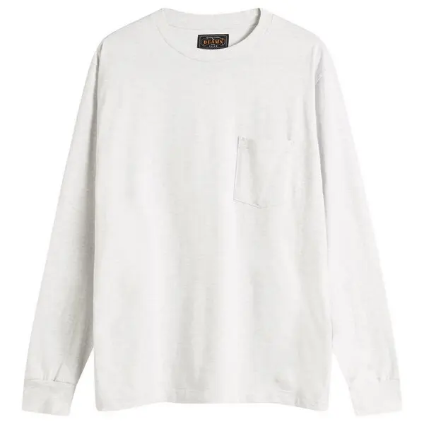 BEAMS Long Sleeve Pocket T-shirt - Ash