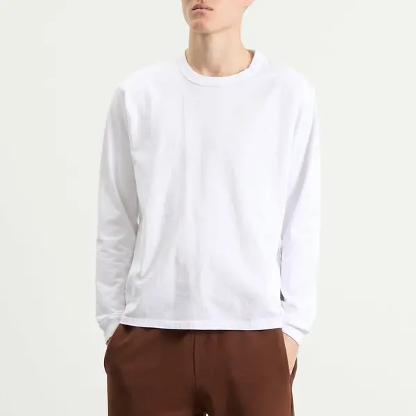 LES TIEN Heavyweight Binded Classic Long Sleeve T-shirt - White
