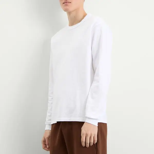 LES TIEN Heavyweight Binded Classic Long Sleeve T-shirt - White