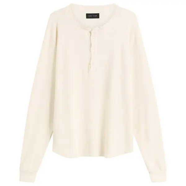 LES TIEN Thermal Baseball Henley - Ivory