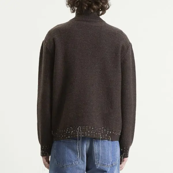 MAISON MARGIELA Wool Distress Half Zip Knit