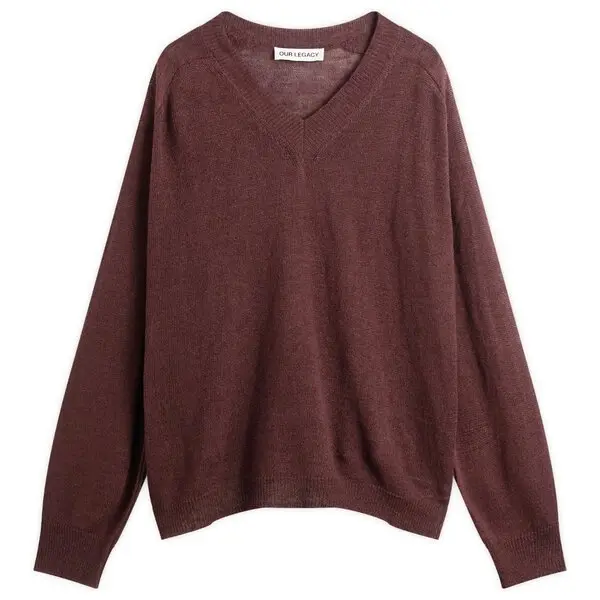 Our Legacy Linen Rue V-neck Jumper - Cabernet