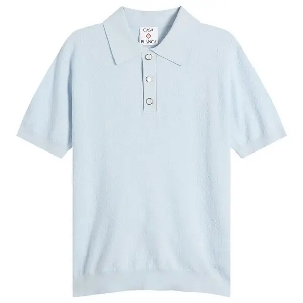 Casablanca Pointelle Monogram Polo - Blue
