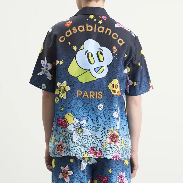 Casablanca Collage D’icones Graphiques Silk Cuban Collar Shirt - Multi