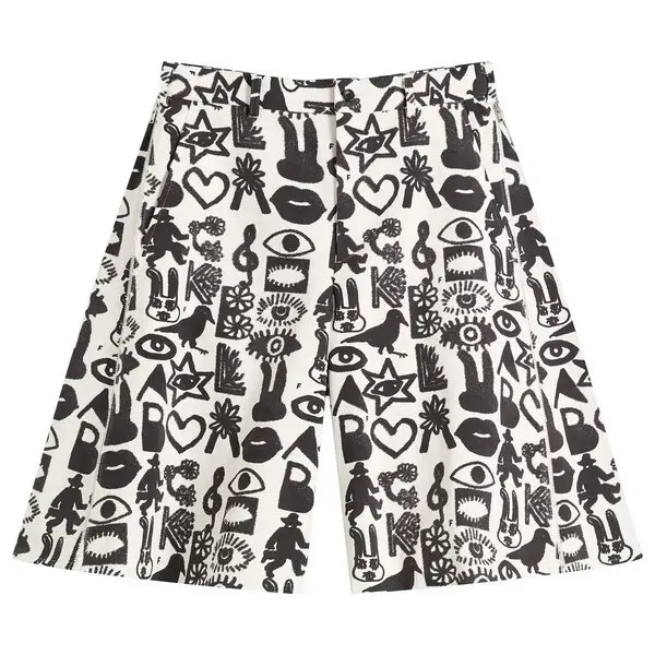 Comme Des Garçons Cotton Pagowski Shorts - White/black