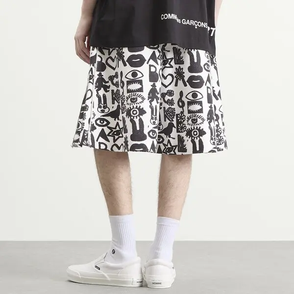 Comme Des Garçons Cotton Pagowski Shorts - White/black