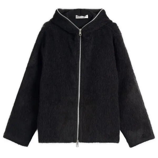 Our Legacy Hairy Wool Full Zip Hooded Jacket - Black