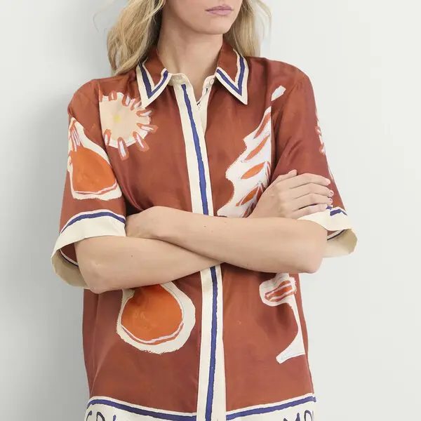 ALEMAIS Soleil D’amour Silk Shirt - Rust