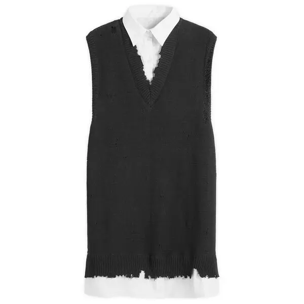 MAISON MARGIELA Knitted V-neck Mini Dress - Black