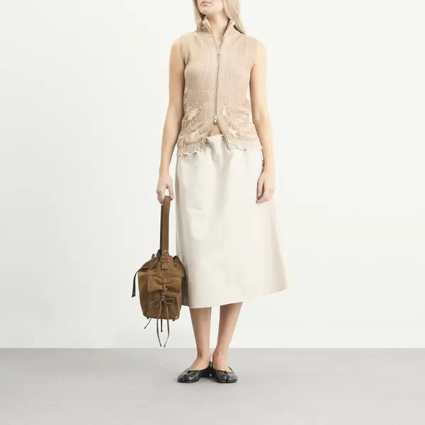MAISON MARGIELA Knitted Gilet - Camel/chalk