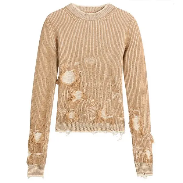 MAISON MARGIELA Distressed Knit Jumper - Camel/chalk