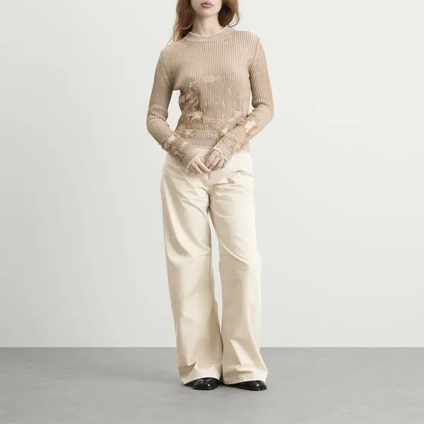 MAISON MARGIELA Pleat Front Wide Leg Trousers