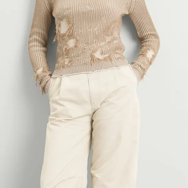 MAISON MARGIELA Pleat Front Wide Leg Trousers