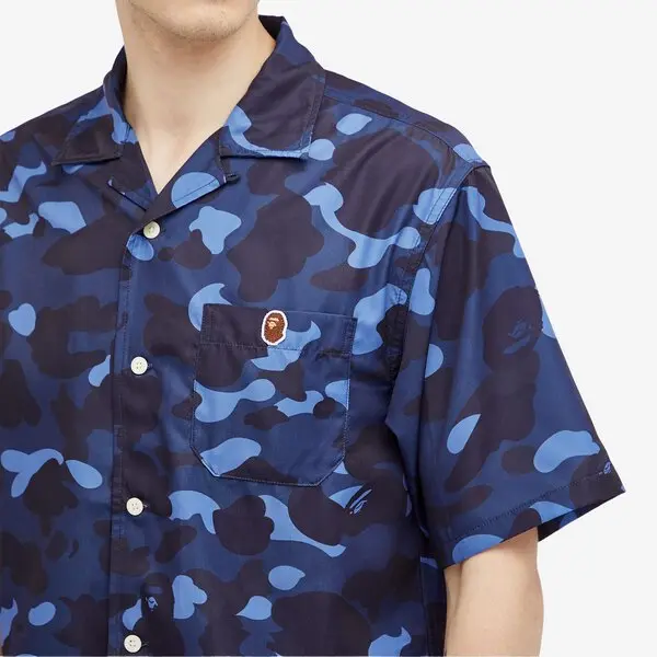 A BATHING APE Colour Camo One Point Vacation Shirt - Navy