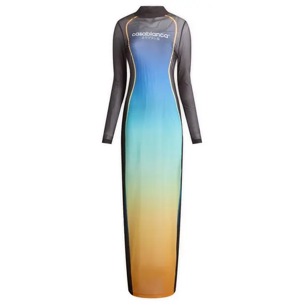 Casablanca Mesh Printed Gradient Maxi Dress - Multi
