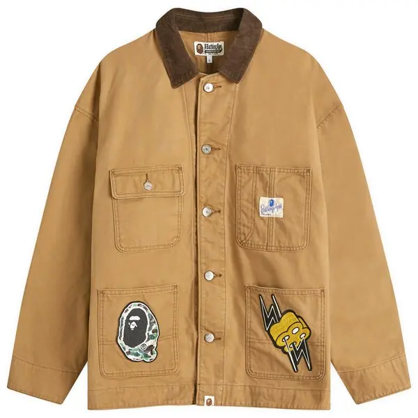 A BATHING APE Washed Duck Coverall Jacket - Beige
