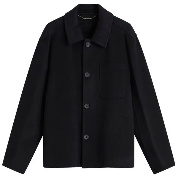 PERCIVAL Double Faced Wool Overshirt - Navy