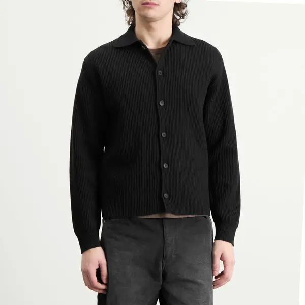 Auralee Rib Knit Cardigan - Black