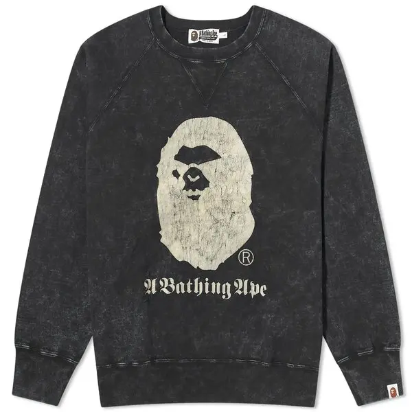 A BATHING APE Overdye Crew Neck Sweatshirt - Black