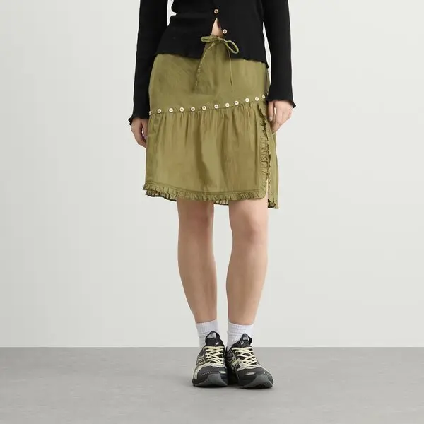 DAMSON MADDER Evelyn Sheer Asymmetrical Ruffle Hem Skirt