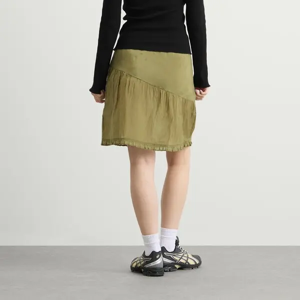 DAMSON MADDER Evelyn Sheer Asymmetrical Ruffle Hem Skirt