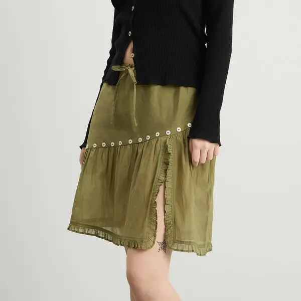 DAMSON MADDER Evelyn Sheer Asymmetrical Ruffle Hem Skirt