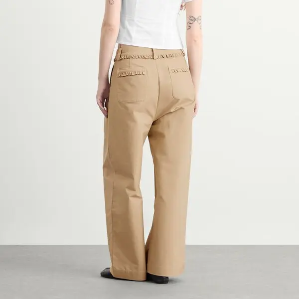MY MUM MADE IT Pleat Cotton Wide-leg Trousers With Ruffle Trim