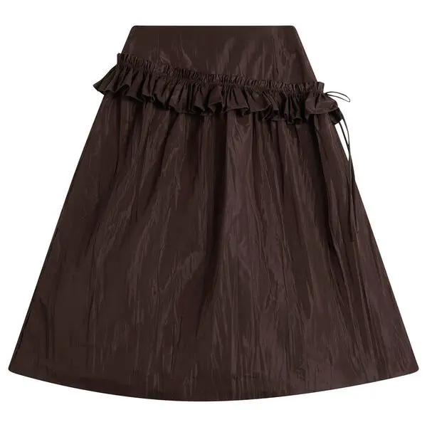 DAMSON MADDER Flavia Midi Skirt Presented End - Choc