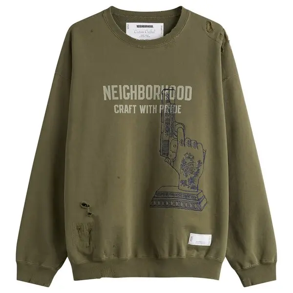 NEIGHBORHOOD Embroidered Savage Sweatshirt - Olive Drab