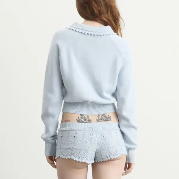 MY MUM MADE IT Buttoned Lace Knit Pullover