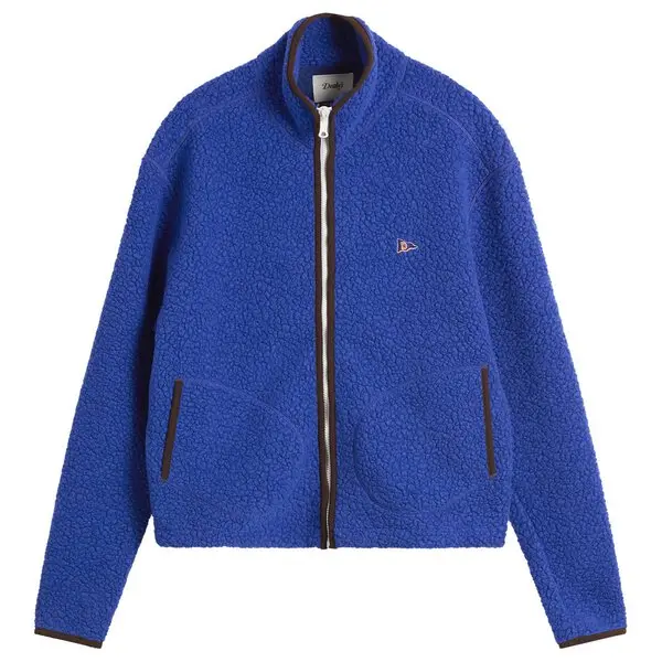DRAKE'S Boucle Wool Zip Fleece Jacket - Blue