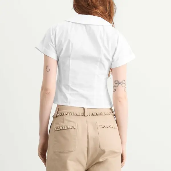 MY MUM MADE IT Curved Collar Cap Sleeve Shirt