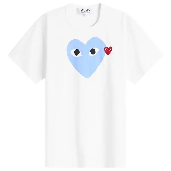 Play Comme Des Garcon Red Heart Colour Heart T-shirt - White/red/blue