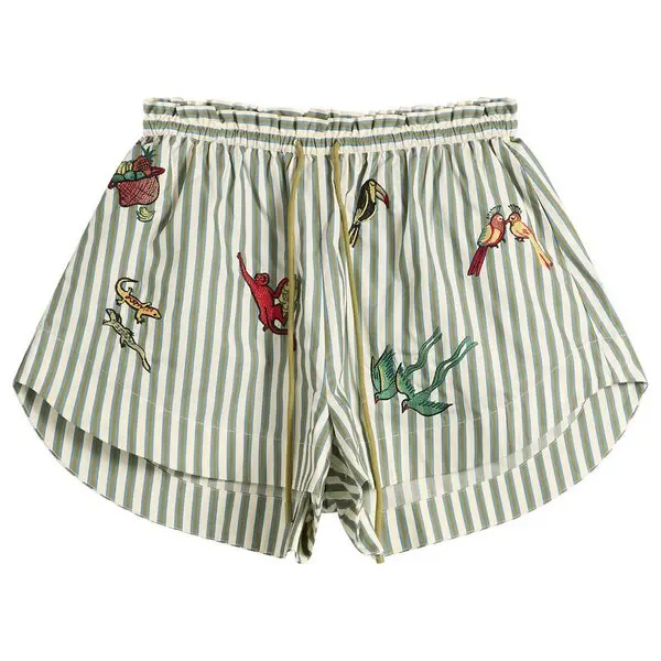 ALEMAIS Bisou Embroidered Shorts - Stripe